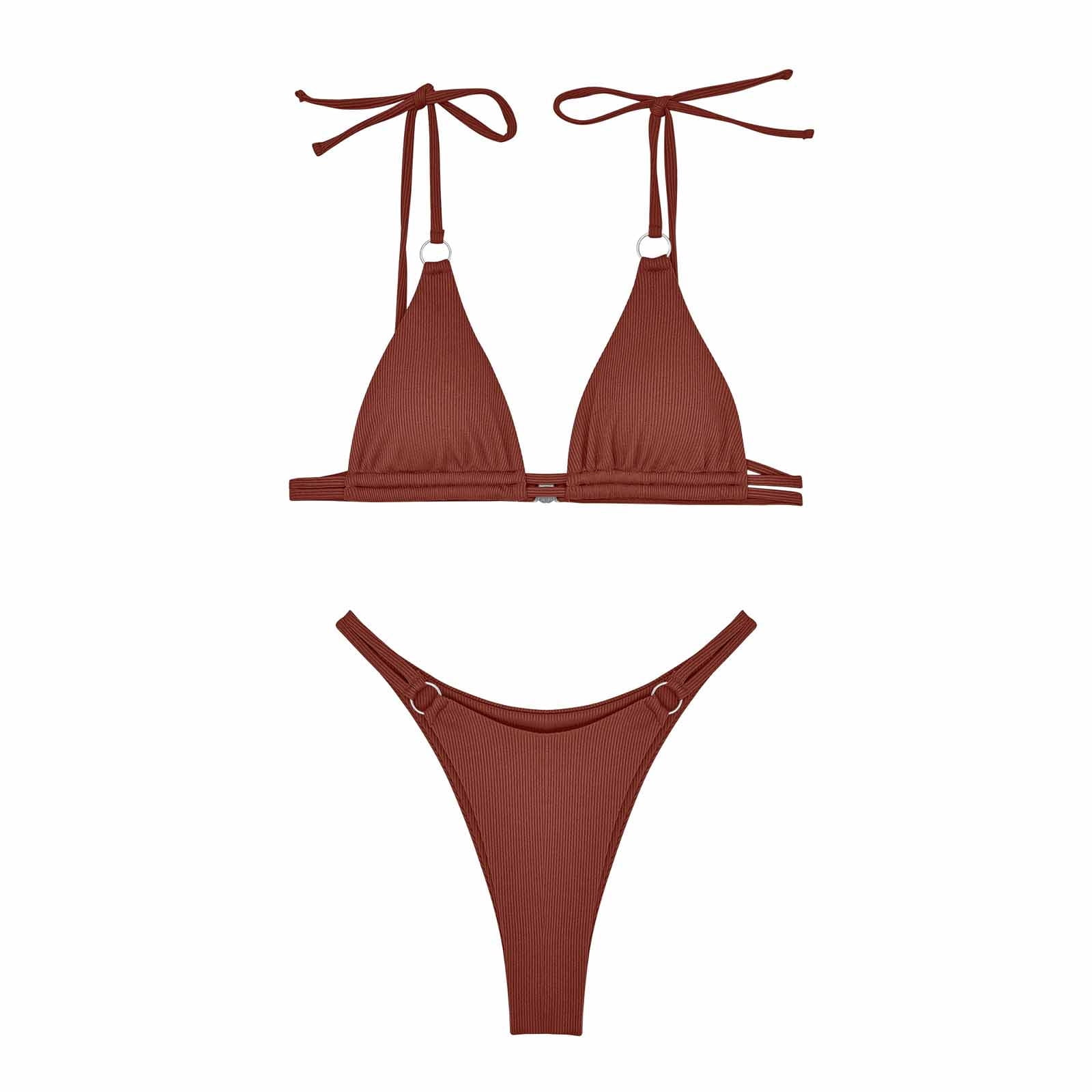 Quyuon Cute Bikinis For Women 2 Piece High Waisted Swinsuit Solid Color