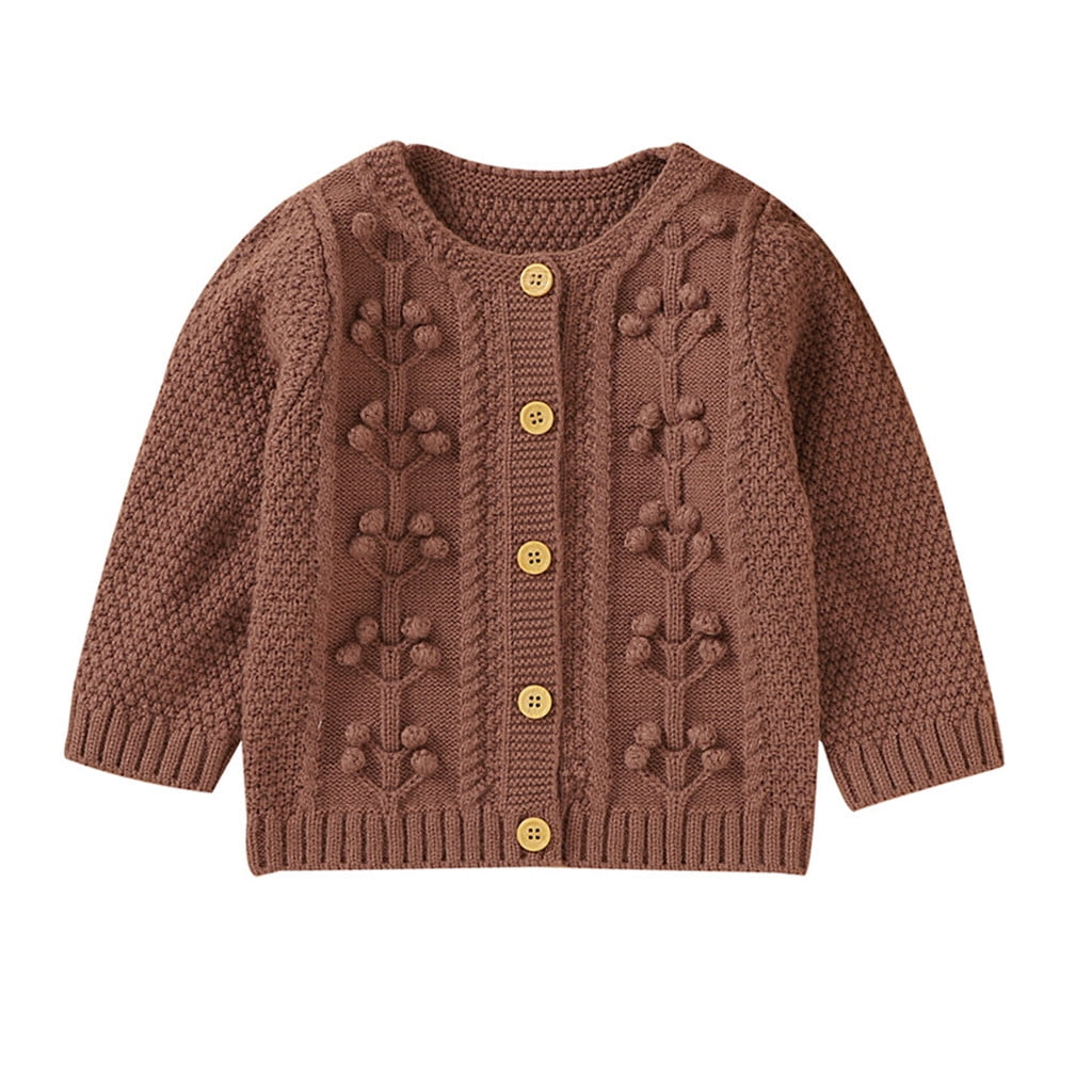 QUYUON Infant Baby Knit Jumpsuits Newborn Toddler Baby Girls Long Sleeve Button Front Rompers ...