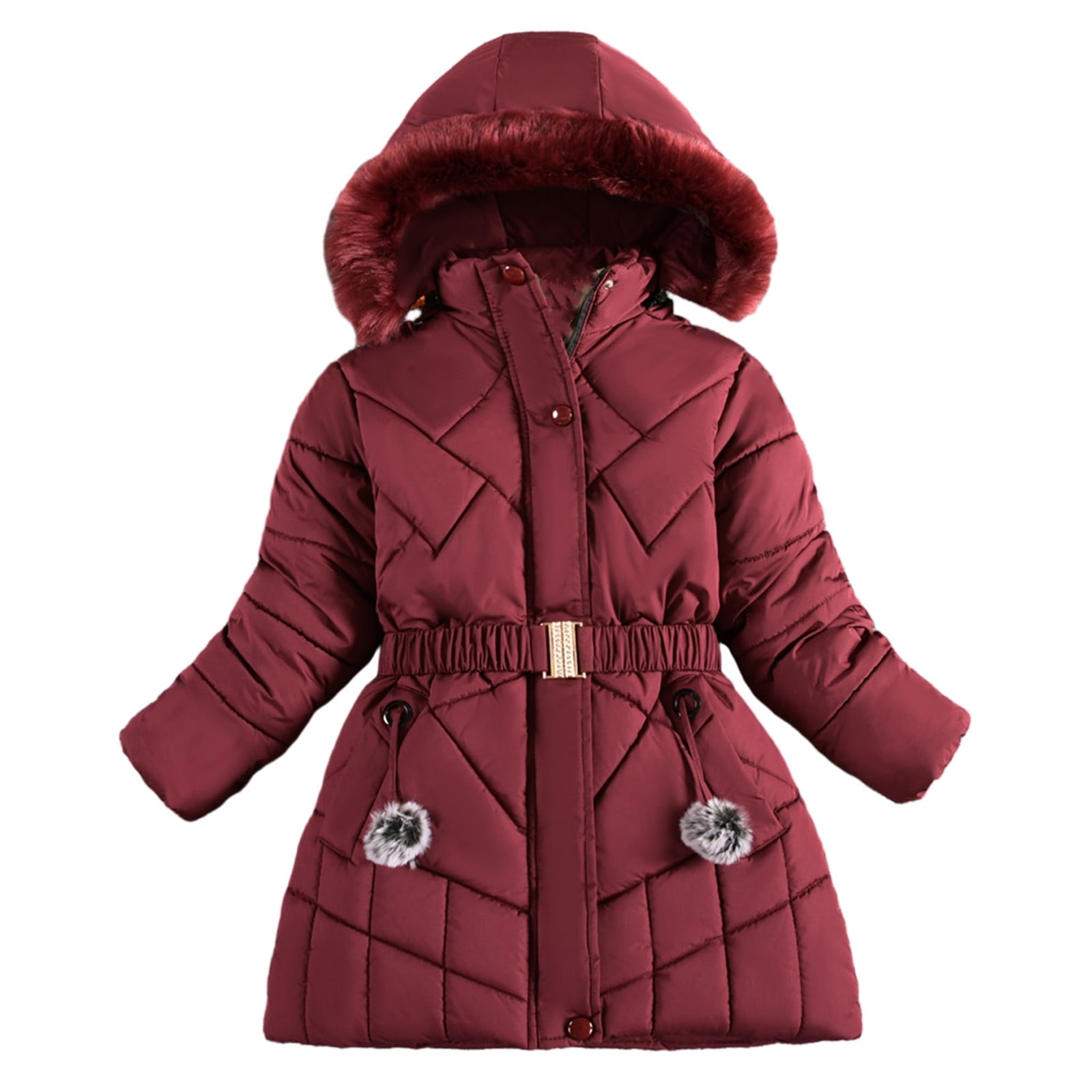 QUYUON Kids Winter Down Coat with Hood Girls' Quilted Lightweight ...