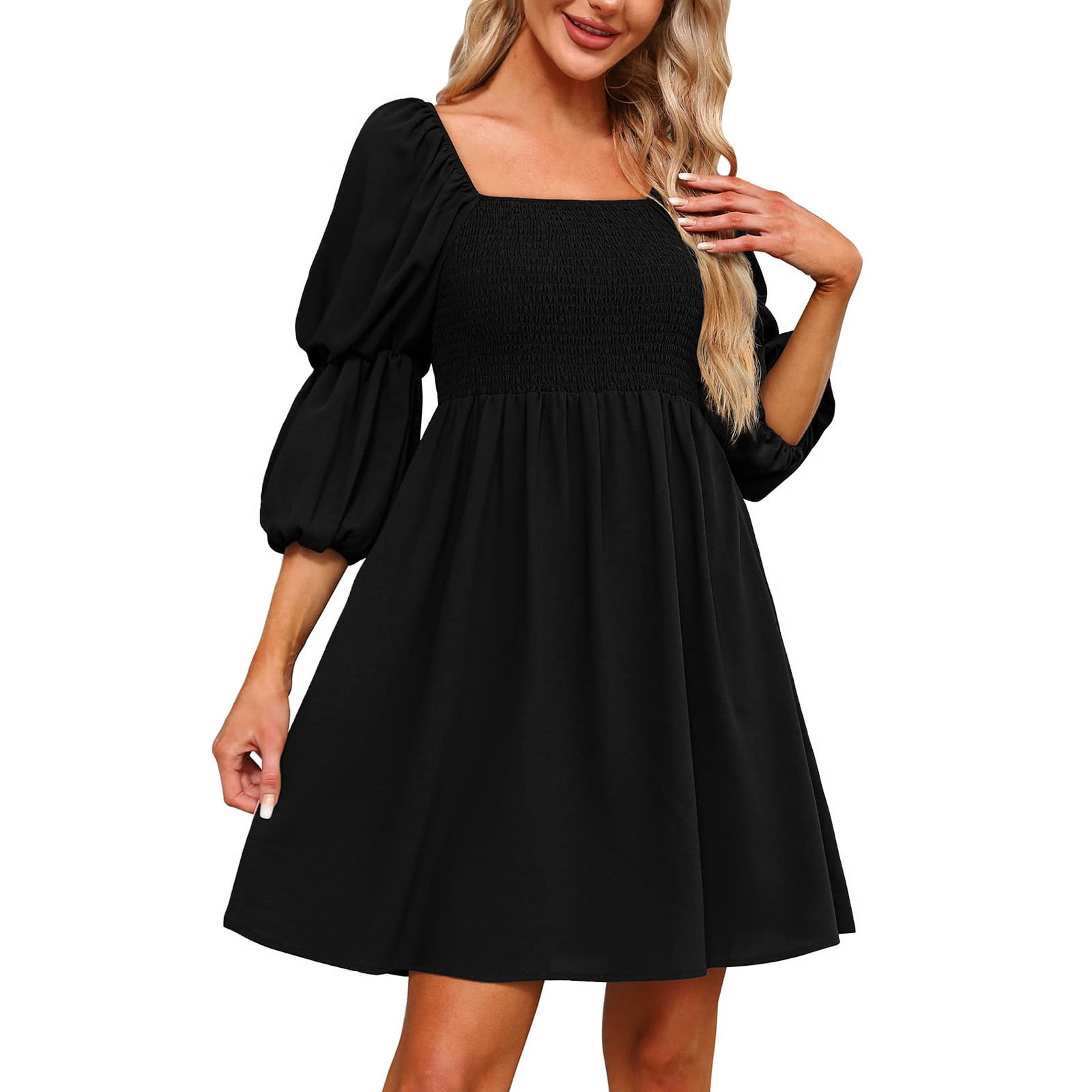 QUYUON Office Dresses for Women for Work Clearance Casual Squared Neck ...