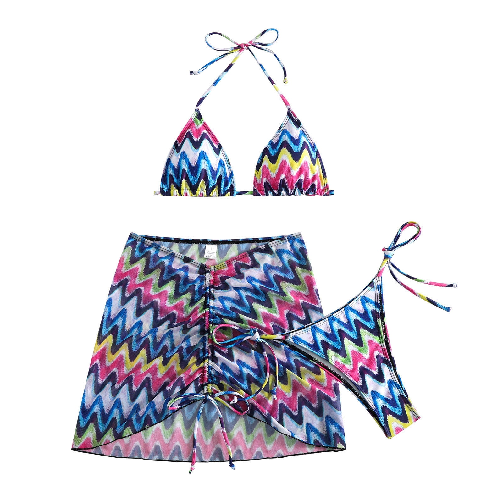 Quyuon Retro Bikini Swimsuit For Women 3 Piece Cute Bathing Suit Fashion Split Swimsuit Printing