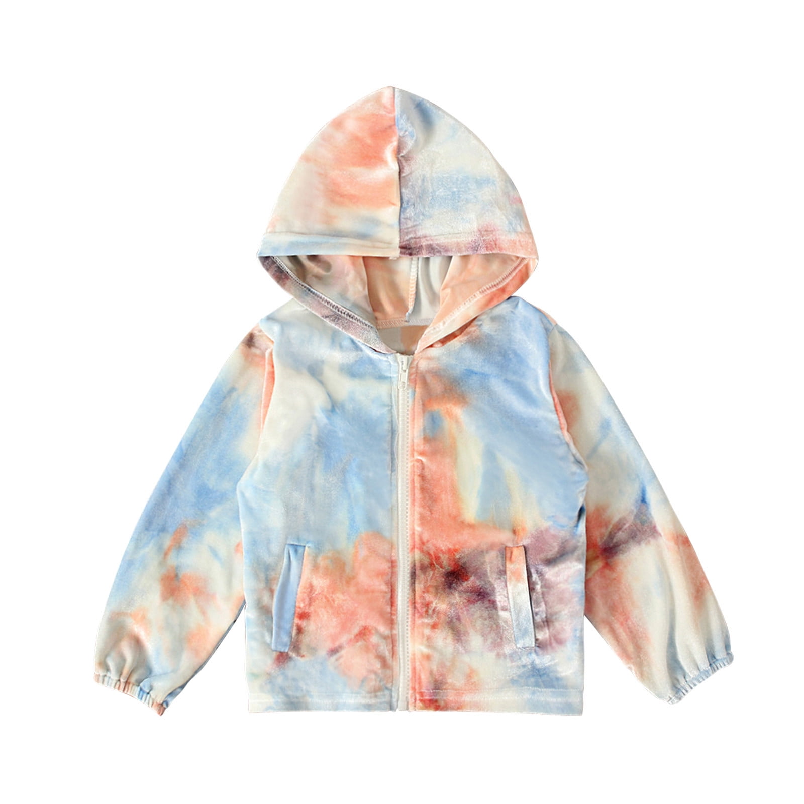 QUYUON Toddler Full Zip Hoodie Jackets Tie Dyed Baby Boys Girls Zip up Long Sleeve Hooded ...