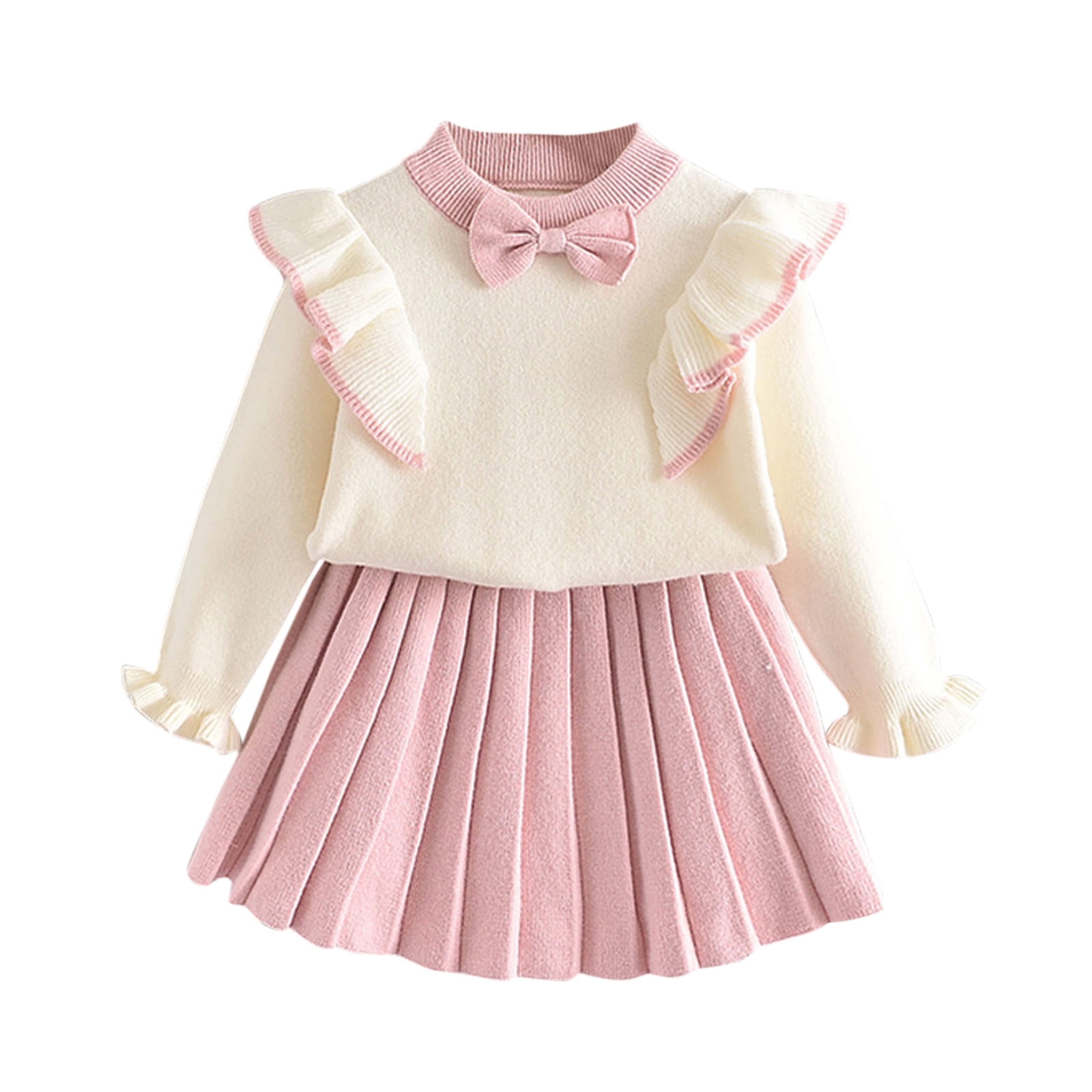 QUYUON Toddler Girls 2 Piece Skirt Outfits Baby Girl Crew Neck Long ...