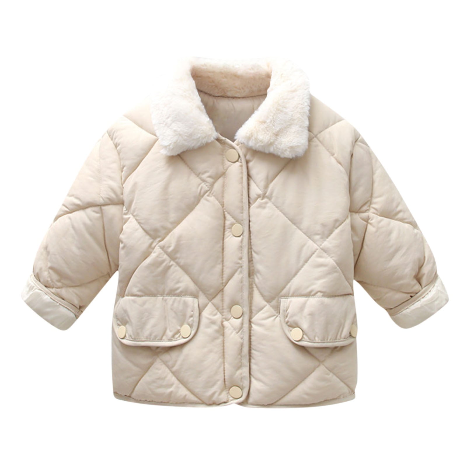 QUYUON Toddler Quilted Jackets Kids Boys Girls Lapel Long Sleeve Winter ...