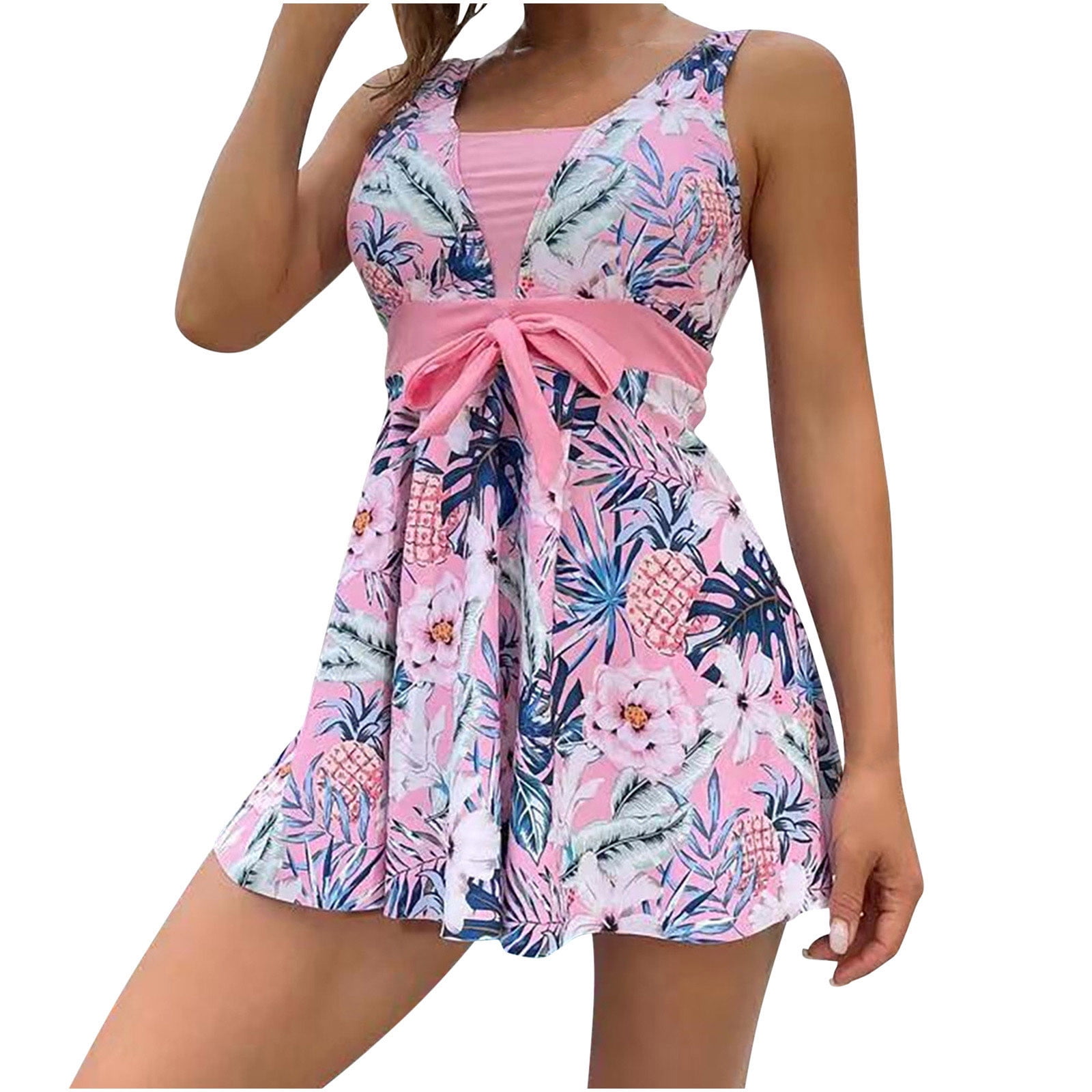 Quyuon Women Tankinis Swimsuits 2 Piece Print Swimwear Slim Swimsuit