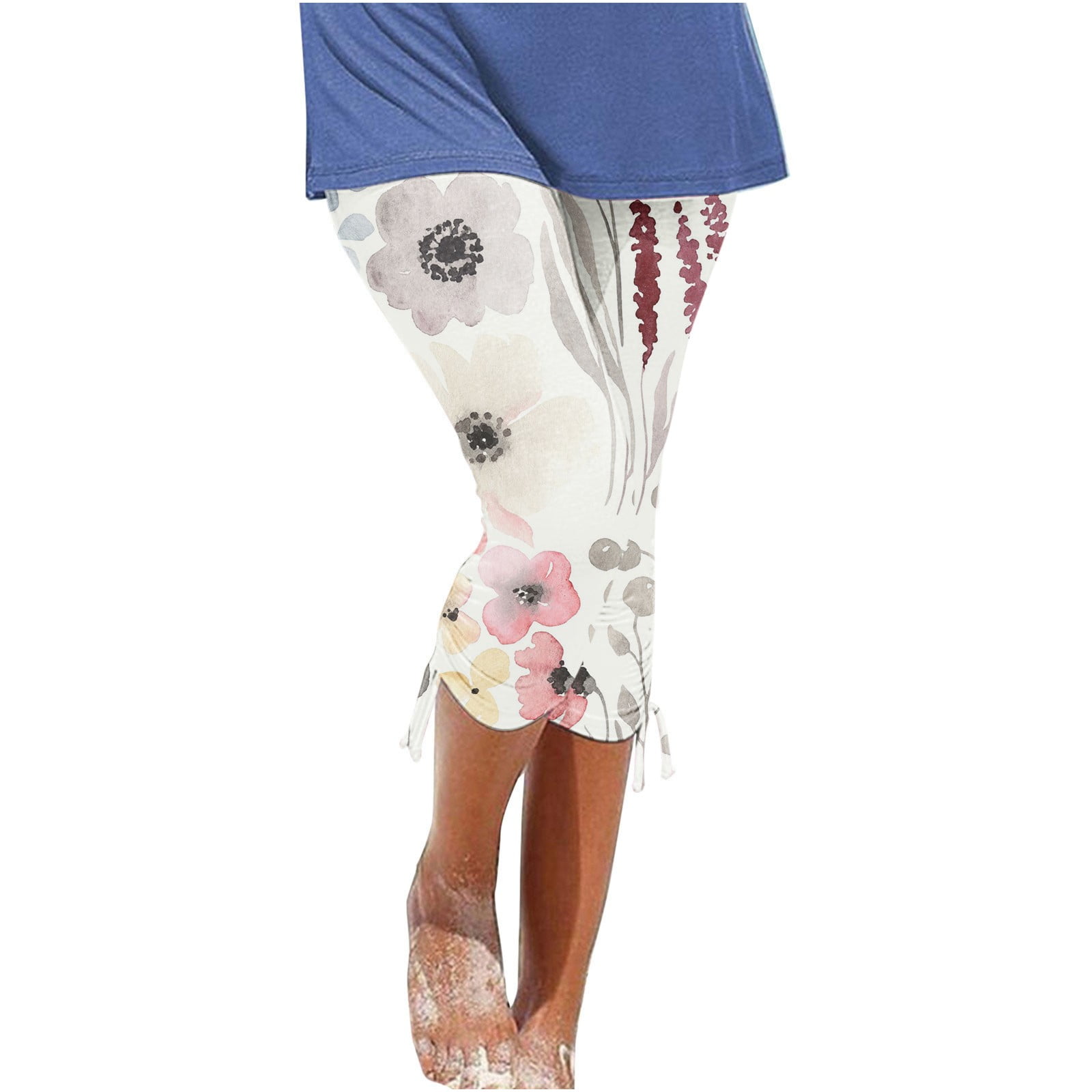 QUYUON Women's Capris Clearance High Waisted Crop Pants Soft Drawstring Workout Sweatpants ...