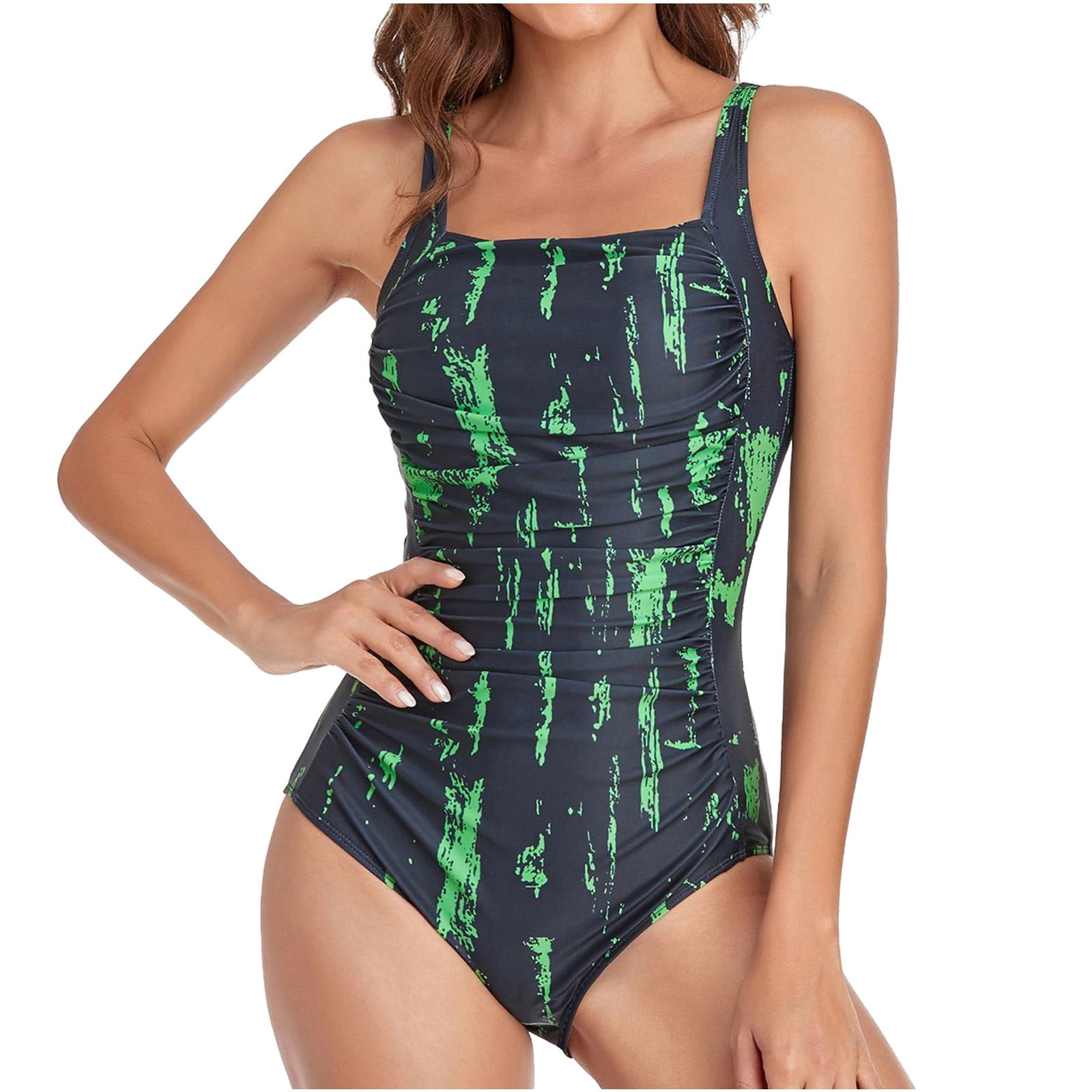 Quyuon Womens Tankinis Swimsuits 2 Piece Lace Up Ruffle Bathing Suit