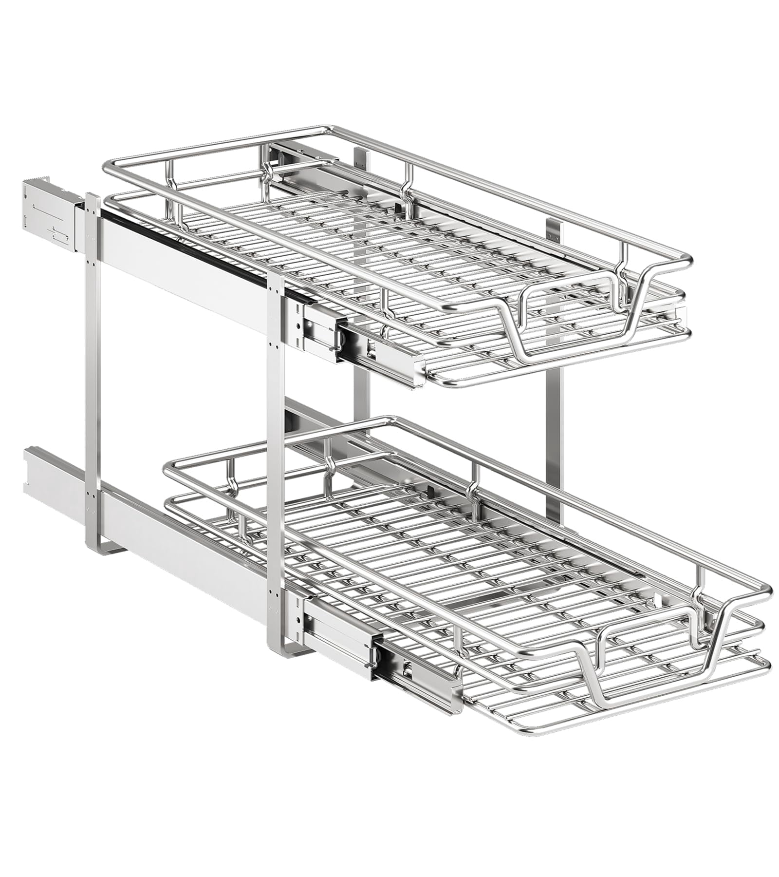 QUYUWU 2-Tier Kitchen Cabinet,Pull Out Cabinet Organizer,Shelf and ...