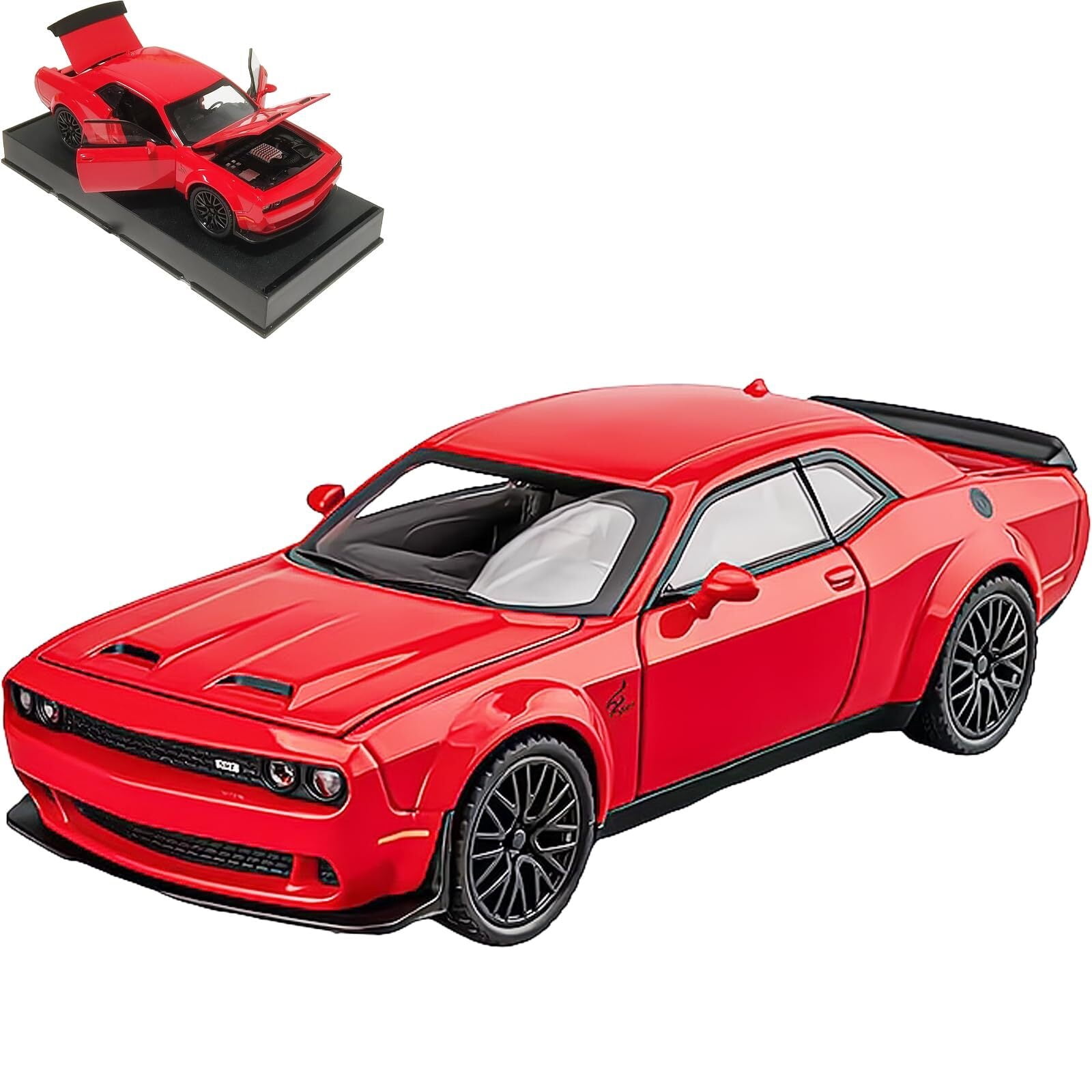 QUZ Toy Car Model 1/32 Challenger Hellcat Alloy Model Car with Light ...