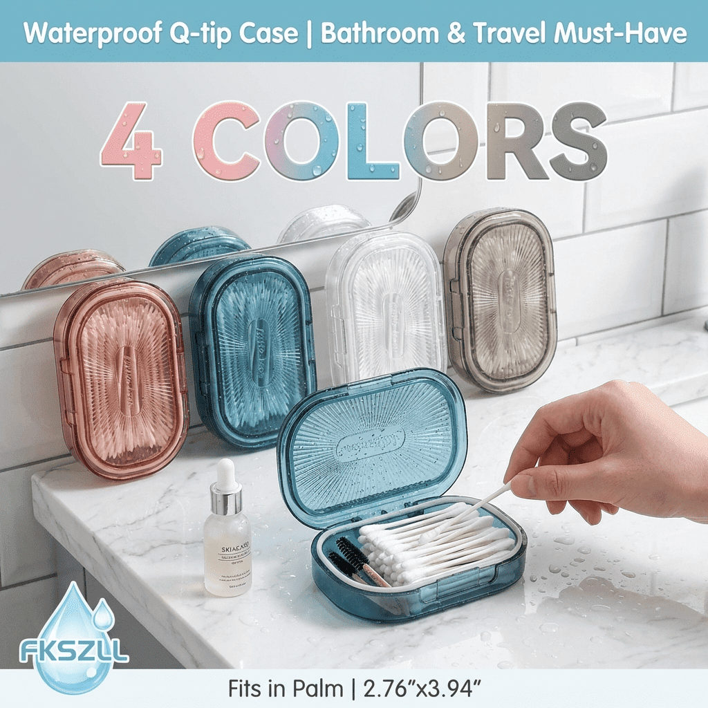 Fkszll, Travel Qtip Holder, Waterproof Cotton Swab Dispenser, 4 Pack ...