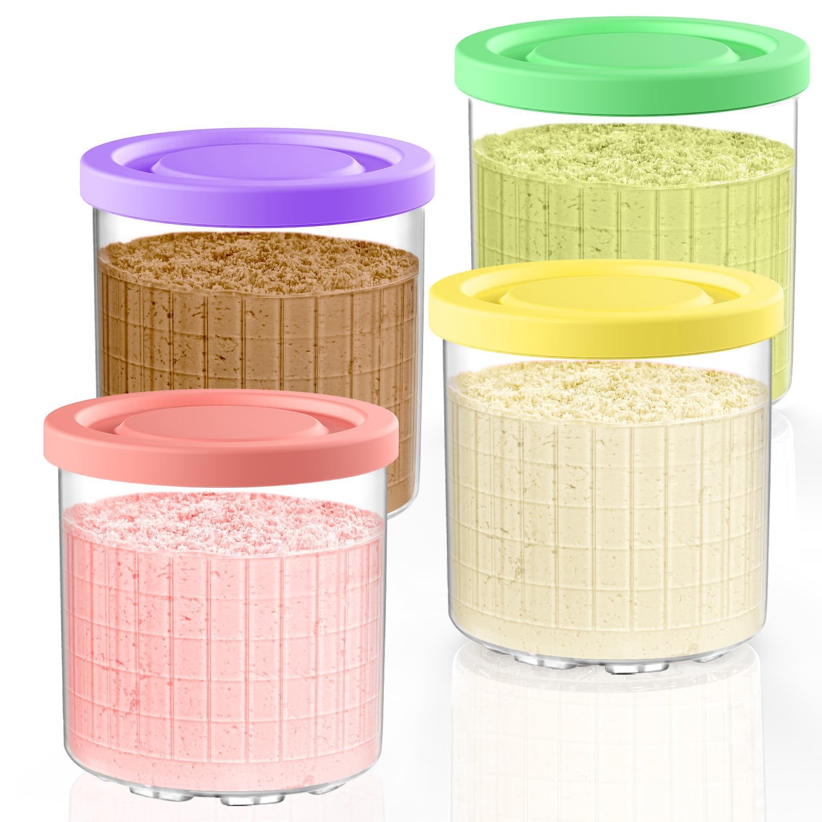 QVN Ninja Creami Pints and Lids - 4 Pack Ninja Creami Containers, 16oz ...