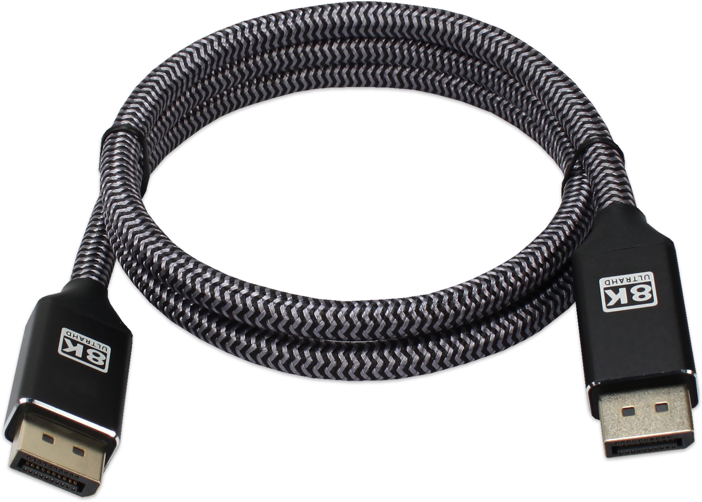 QVS 10ft DisplayPort 1.4 UltraHD 8K Nylon-Braided Premium Cable, Black ...