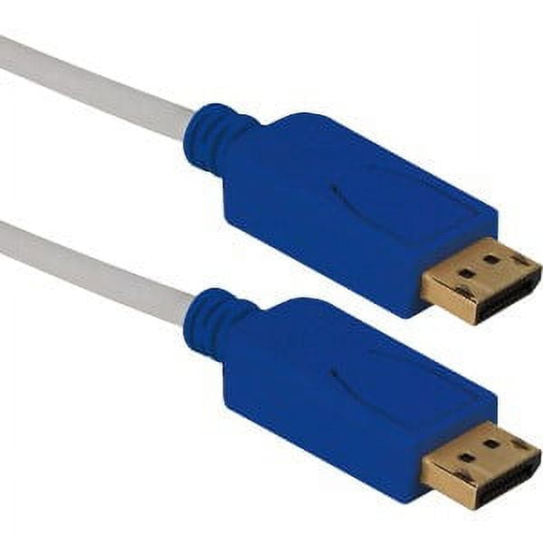 QVS 10ft DisplayPort UltraHD 4K White Cable With Blue Connectors ...