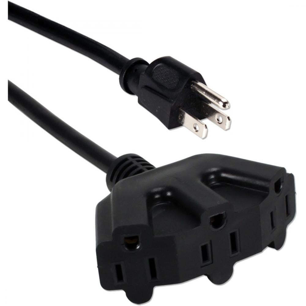 QVS 10ft Three Angle Outlet 3-Prong Power Extension Cord - Walmart.com