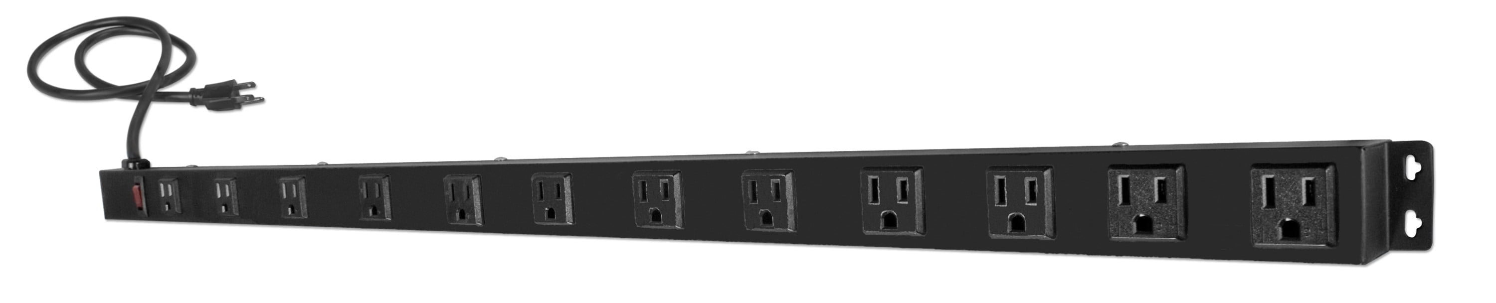 QVS 12-Outlets Surge Protector Wallmount PowerBar with 3ft Cord, Black ...