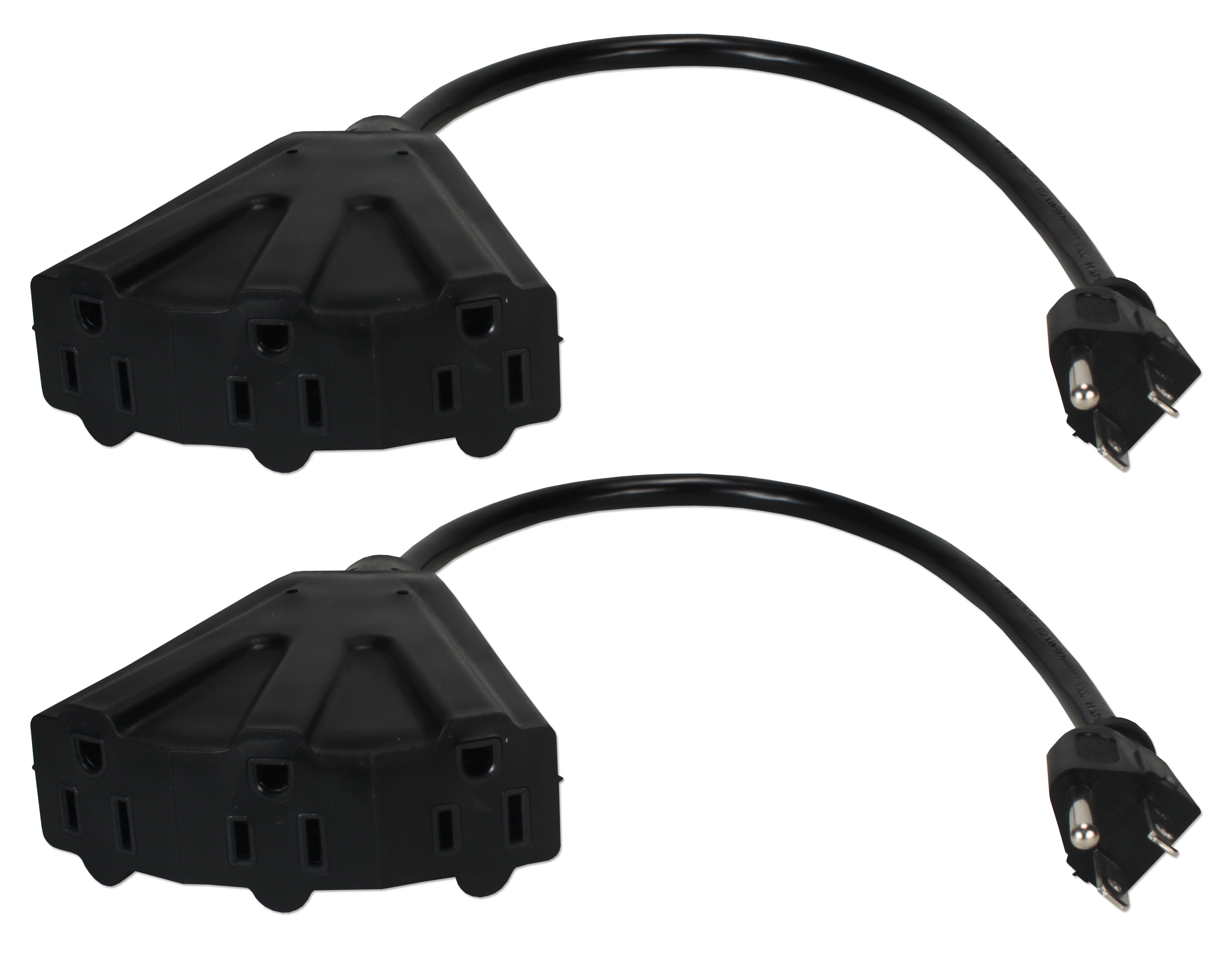 QVS 2-Pack 12 Inches 3-Outlet OutletSaver AC Power Splitter Adaptor ...