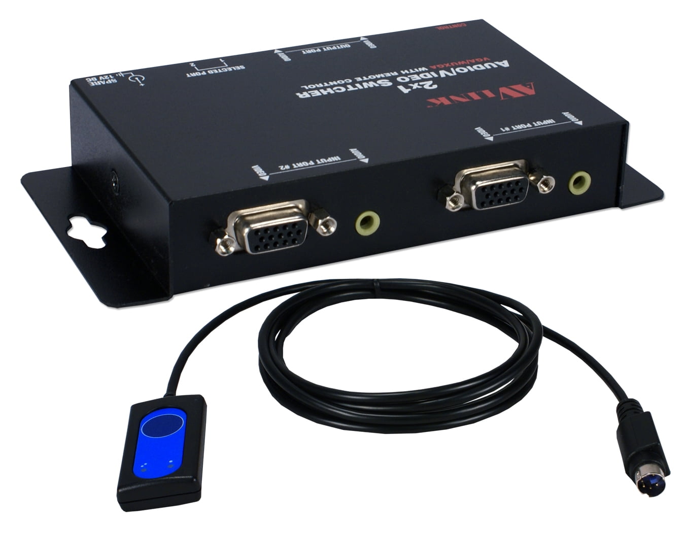 QVS 2x1 250MHz 2Port VGA Video/Audio Share Switch with Remote Control ...