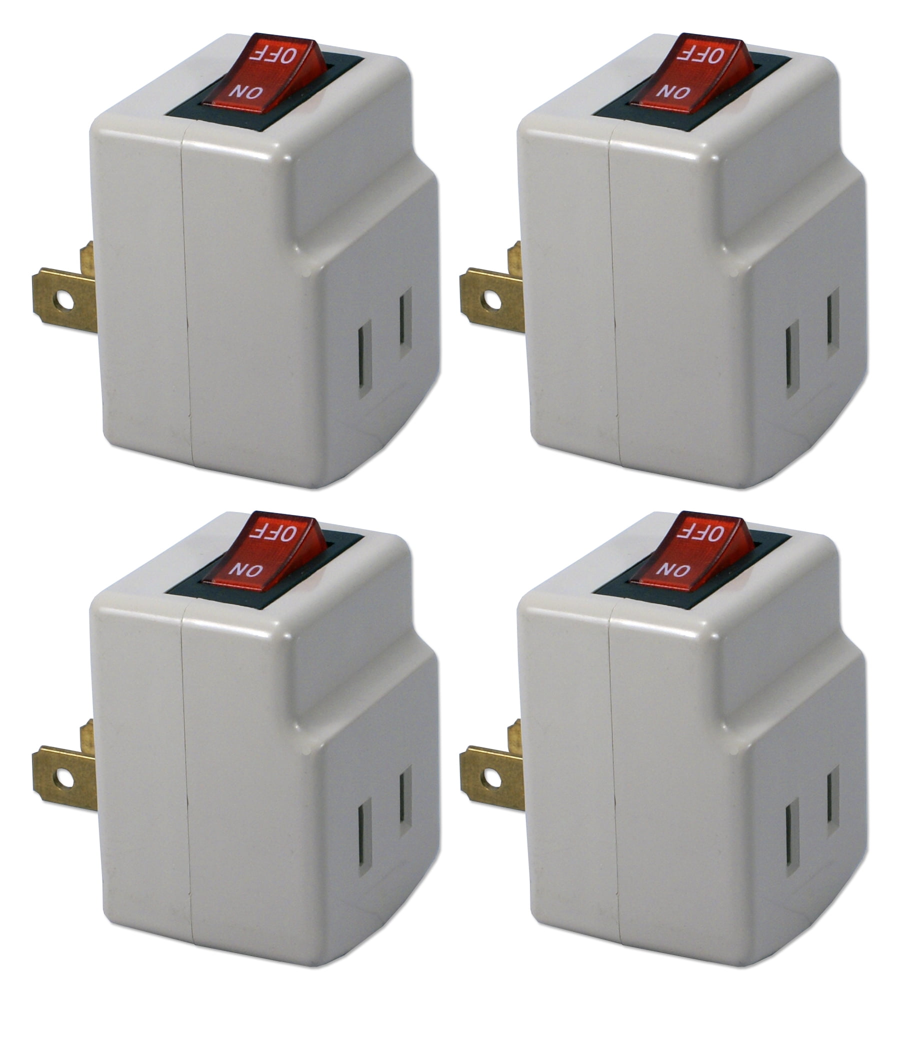 QVS 4-Pack Single-Port Power Adaptor with Lighted On/Off Switch ...