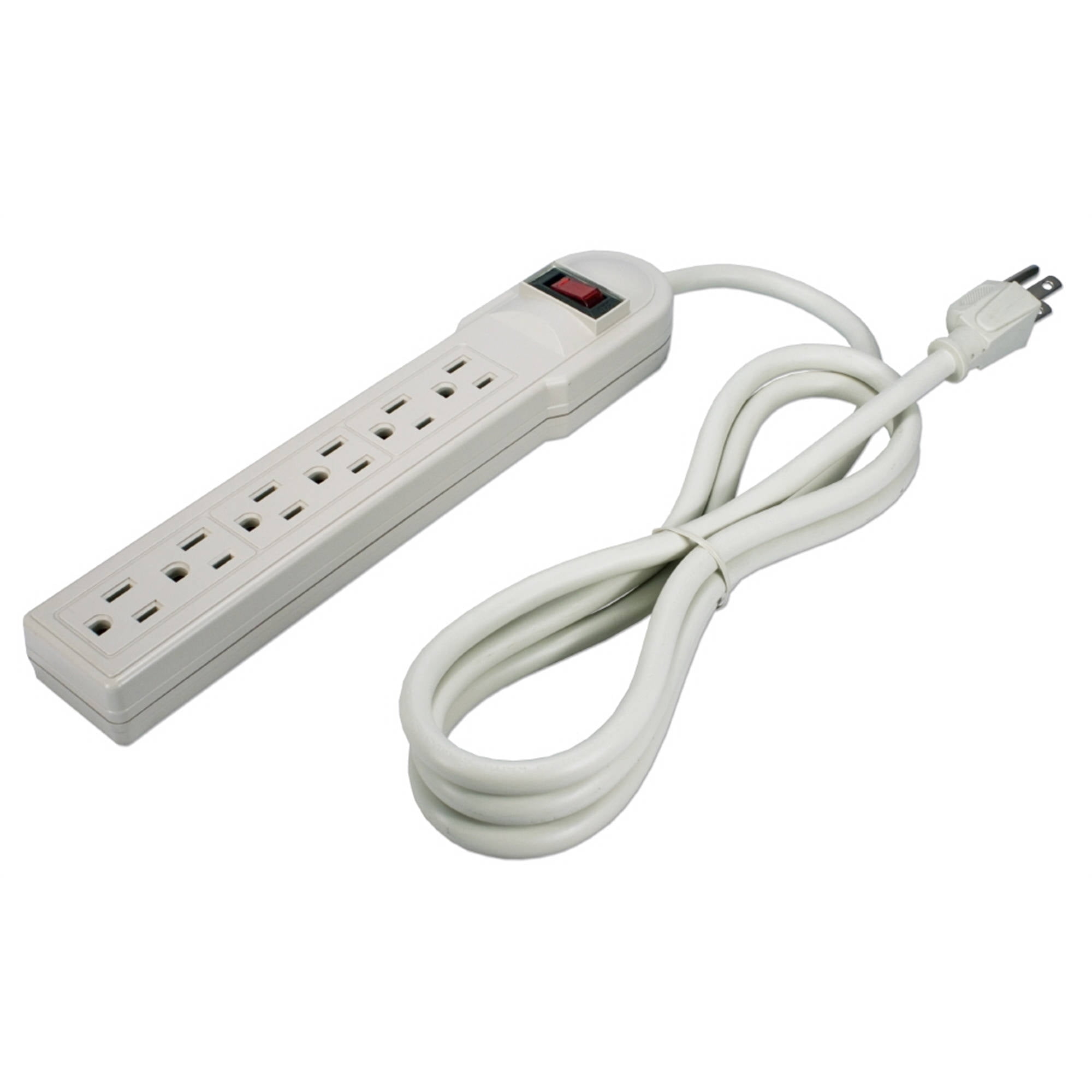 6-Outlets Plastic Surge Protector with 6ft Cord - Walmart.com
