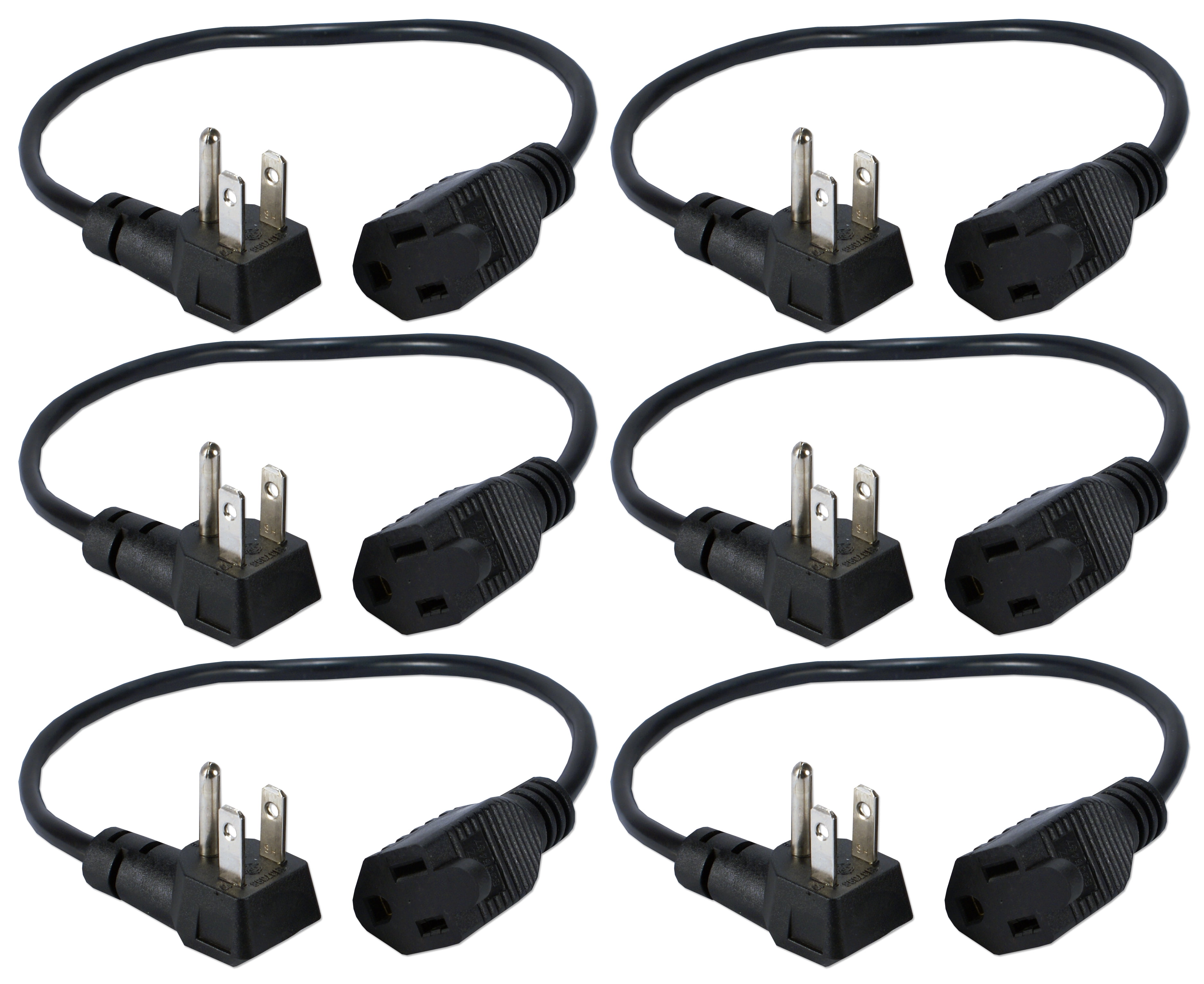 QVS 6-Pack 16 Inches 90degree Flat-Plug OutletSaver AC Power Adaptor ...