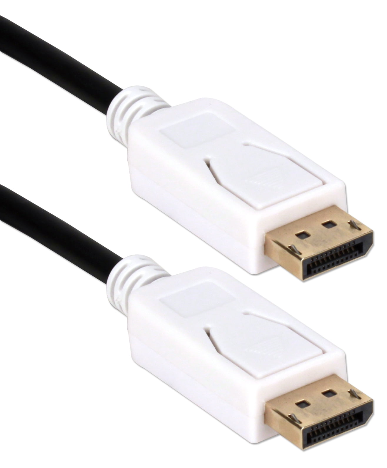 QVS 6ft DisplayPort UltraHD 4K Black Cable with White Connectors & Latches - Walmart.com