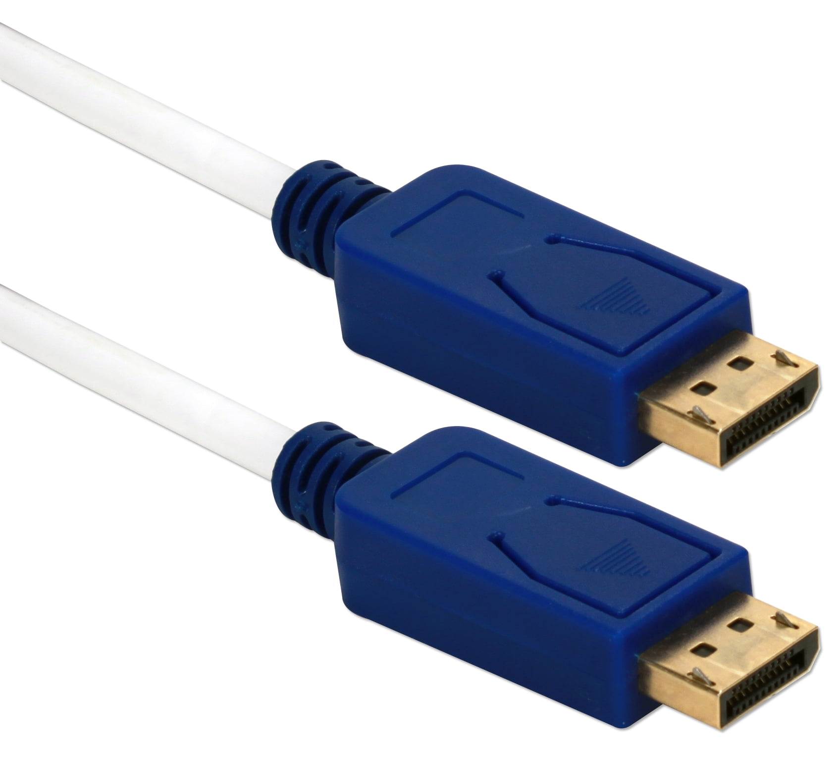 QVS 6ft DisplayPort UltraHD 4K White Cable with Blue Connectors ...
