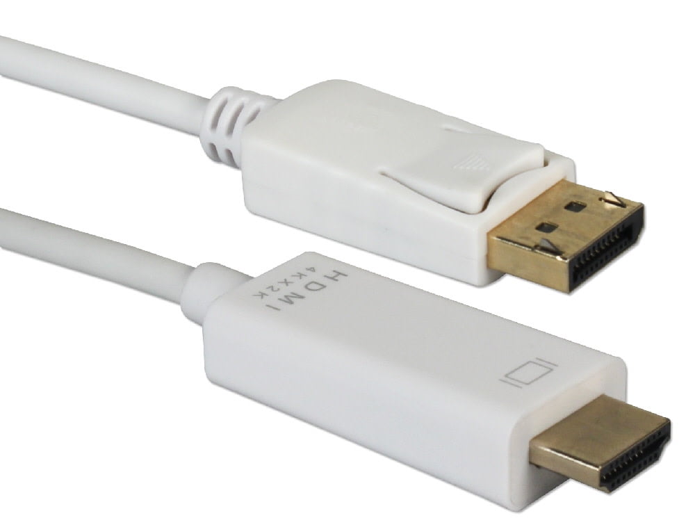 QVS DPHD-03W DisplayPort to HDMI 4K Digital A/V White Cable - Walmart Business Supplies