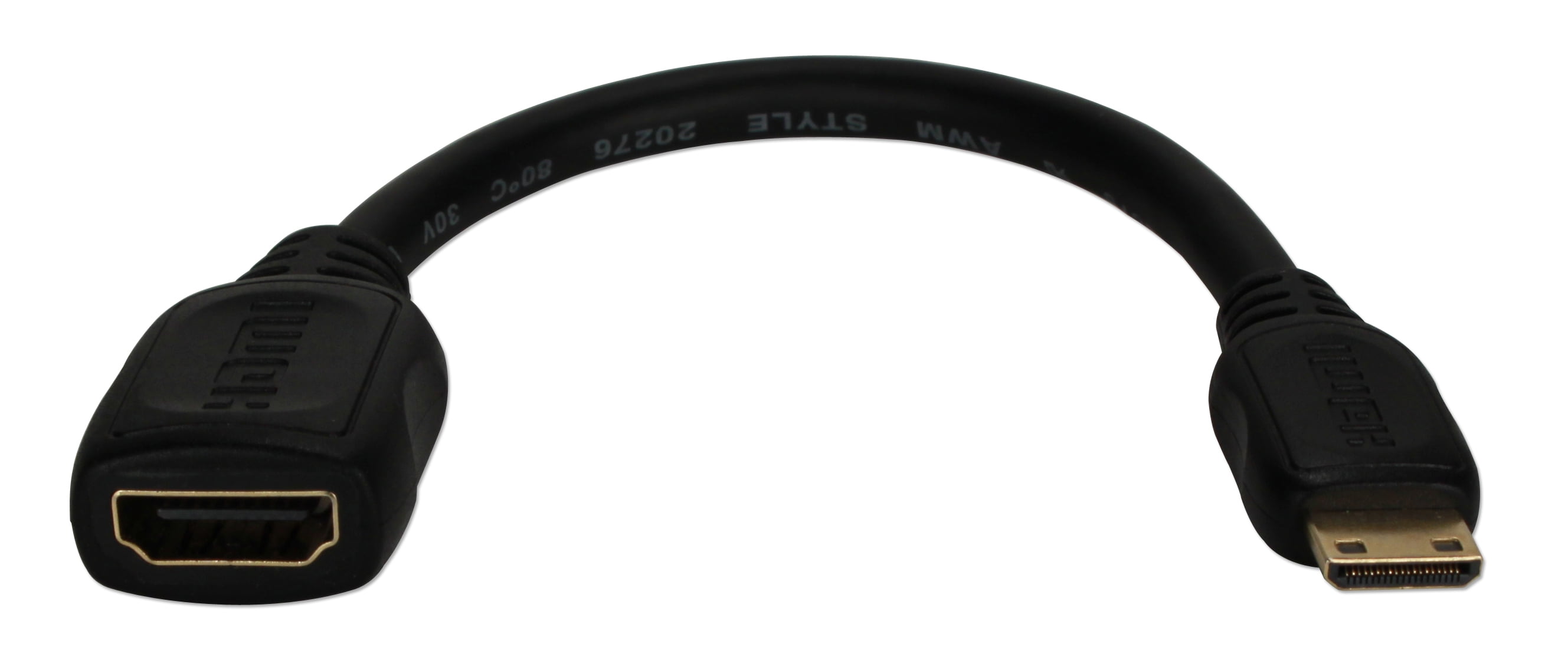 QVS Mini-HDMI Male to HDMI Female Digital A/V 4K HD Camera Conversion ...