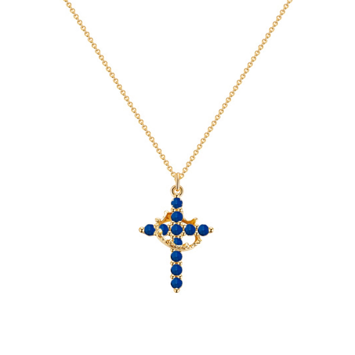 QVVWOPQ December Birth Month Cross Rotated Crown Necklace,Diamond Cross ...