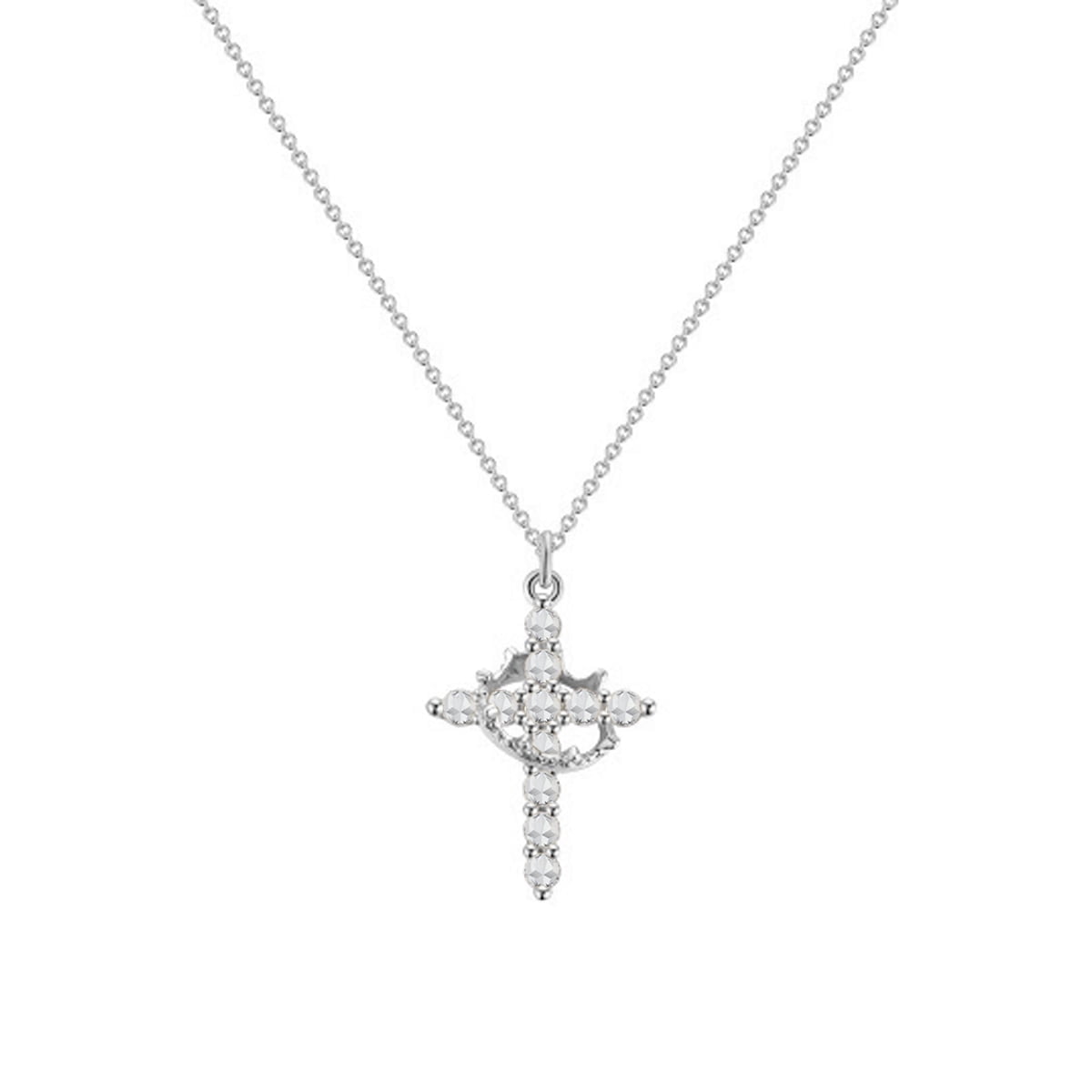 QVVWOPQ December Birth Month Cross Rotated Crown Necklace,Diamond Cross ...