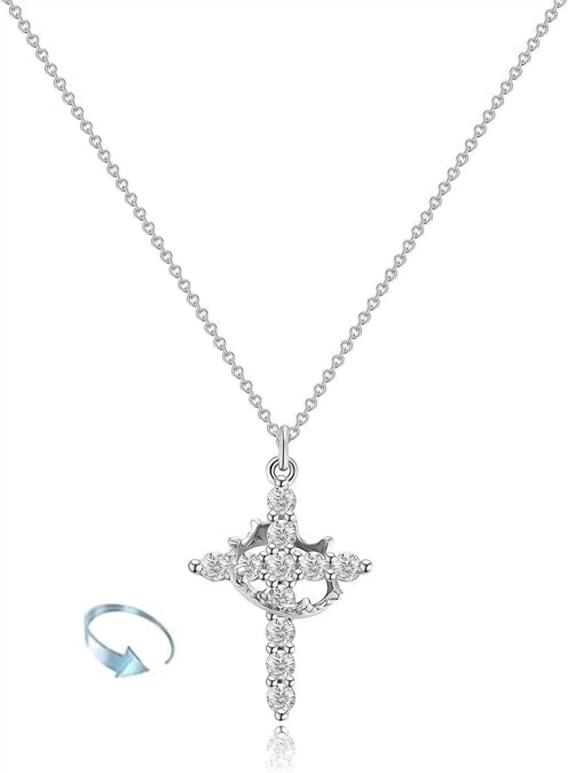 QVVWOPQ December Birth Month Cross Rotated Crown Necklace,Diamond Cross ...
