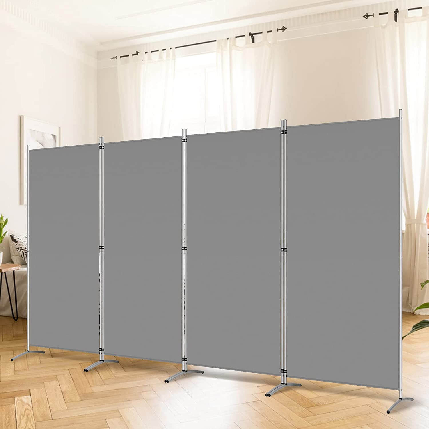 QW 4 Panel Room Divider, 6 Ft Tall Folding Privacy Screen Room Dividers ...