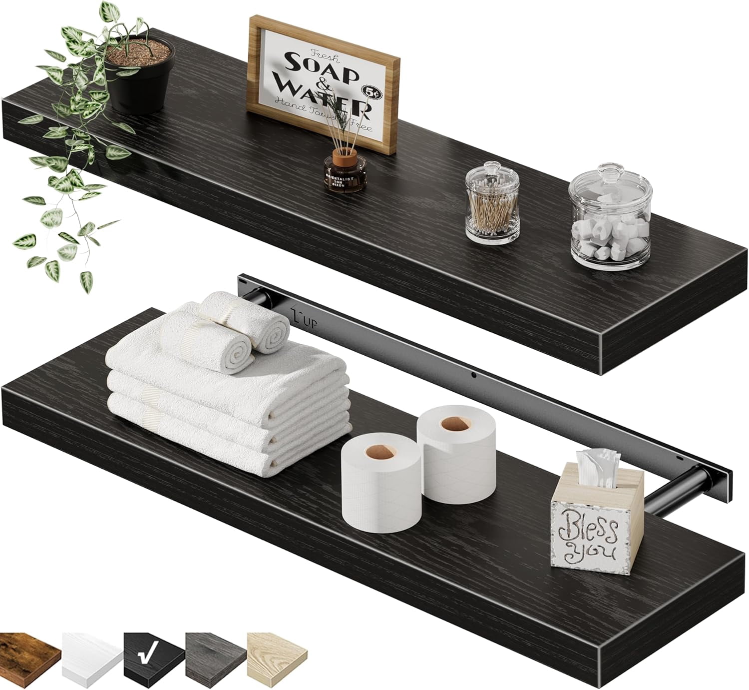 QW Floating Shelves for Wall 23.6" Long - Wall Mounted Shelf Bathroom ...