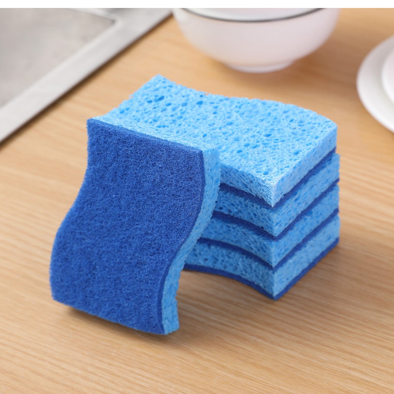 QWANG Cleaning Cloth Sponge Wood Pulp Cotton Three In One Cleaning ...