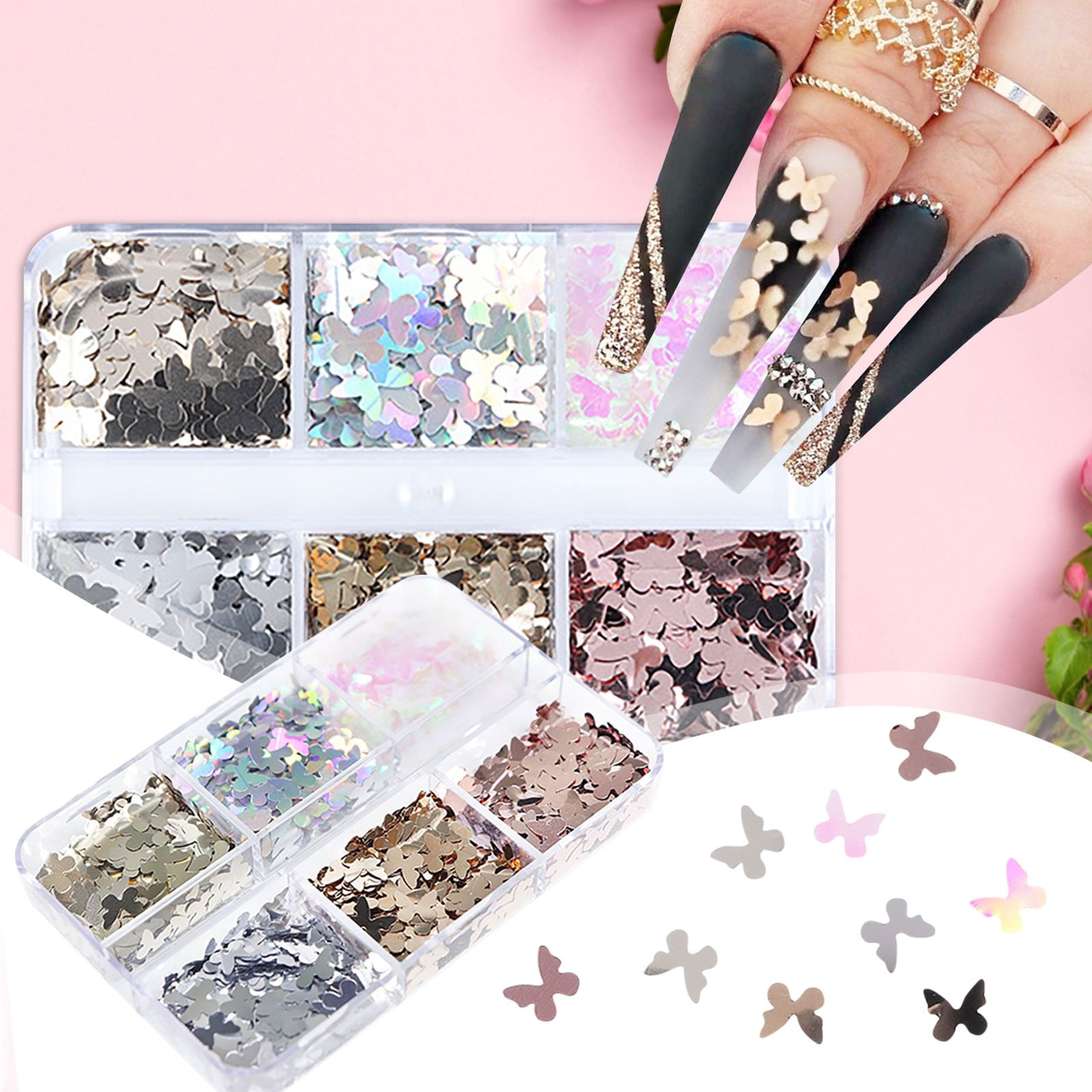 QWANG Colorful Sticker Diy Decal Decorative Butterfly Sequin Patch ...