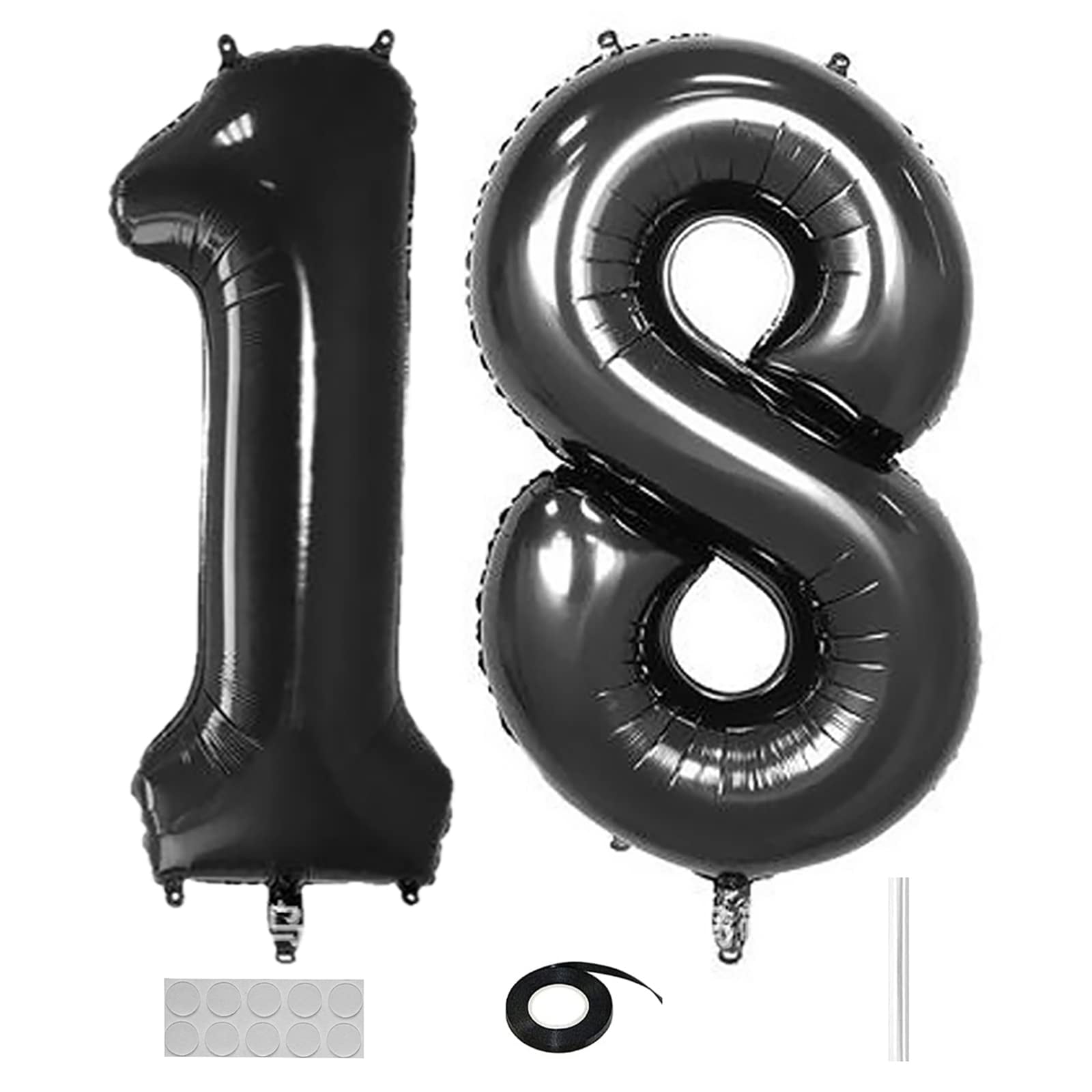 QWEQWE Black 18 ZS23 Balloons 40" Foil Balloon 18th Birthday Balloons ...