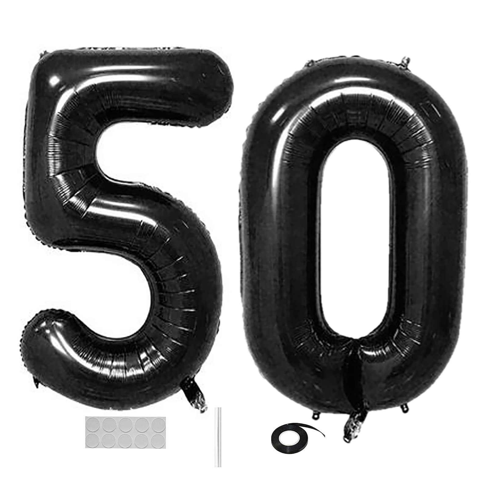 QWEQWE Black Number 50 SE33 Balloons 40" Foil Number 50th Birthday ...