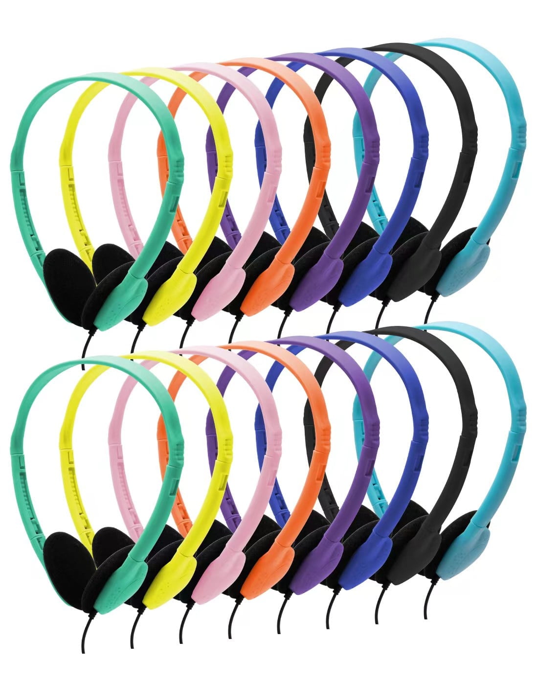 QWERDF 16 Packs Kids Headphones Bulk Classrooms Students Wired On Ear ...