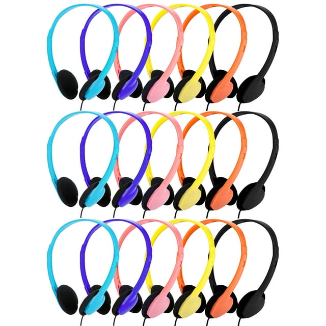 QWERDF 24 Packs Colorful Bulk Headphones for Students, Classrooms ...