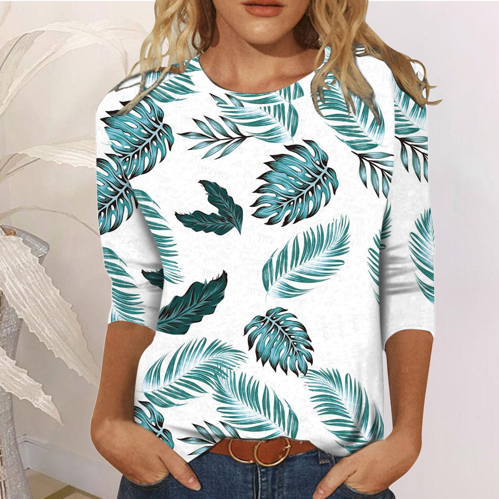 QWERTYU Elbow Length Or 3/4 Length Sleeve T Shirts Floral Cute Summer ...
