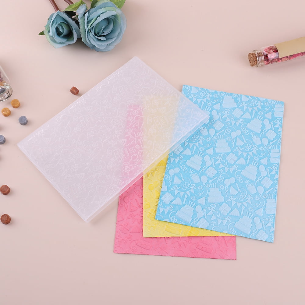 QWEZJ 3D Textured Impressions Background Embossing Folder, Birthday ...
