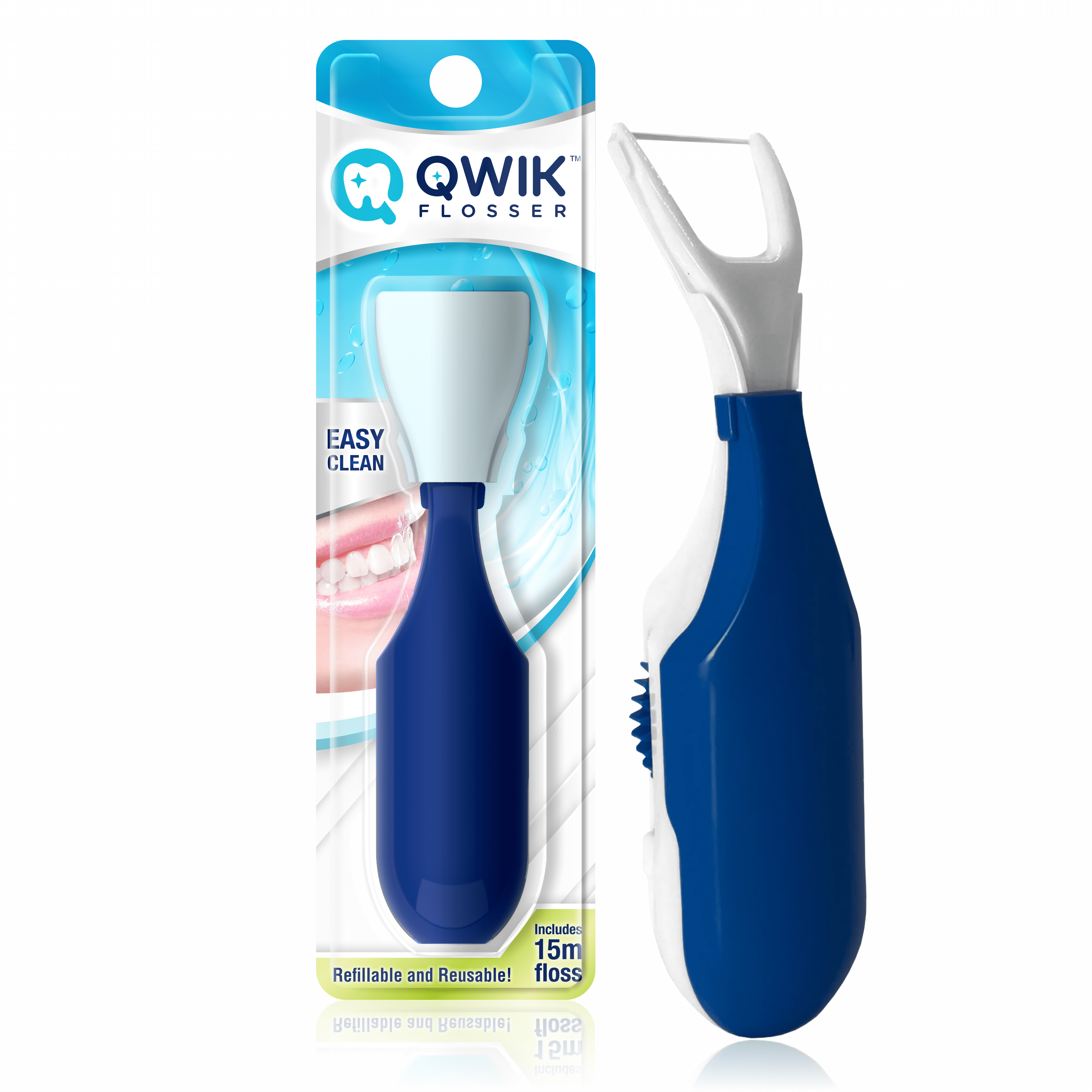 QWIK Automatic Dental Flosser | Click-to-Use, Reusable & Refillable ...