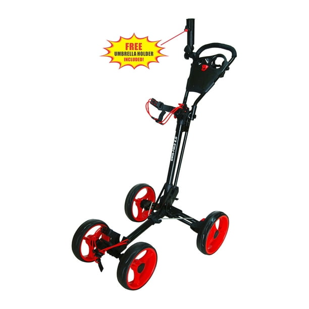 QWIK-FOLD 4 Wheel Folding Push Pull Golf Cart - Foot Brake - ONE Second ...