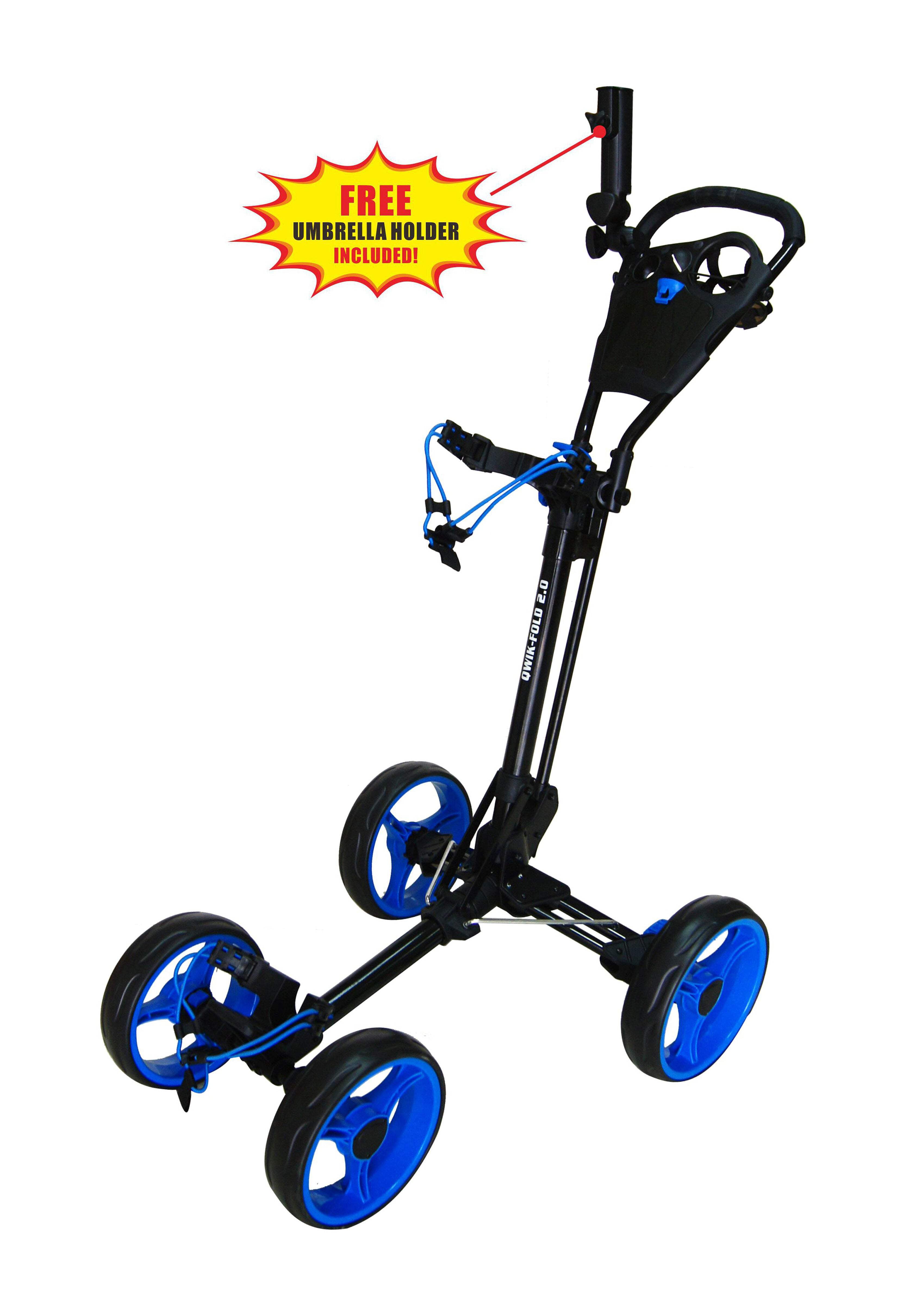 QWIK-FOLD 4 Wheel Folding Push Pull Golf Cart - Foot Brake - ONE Second ...
