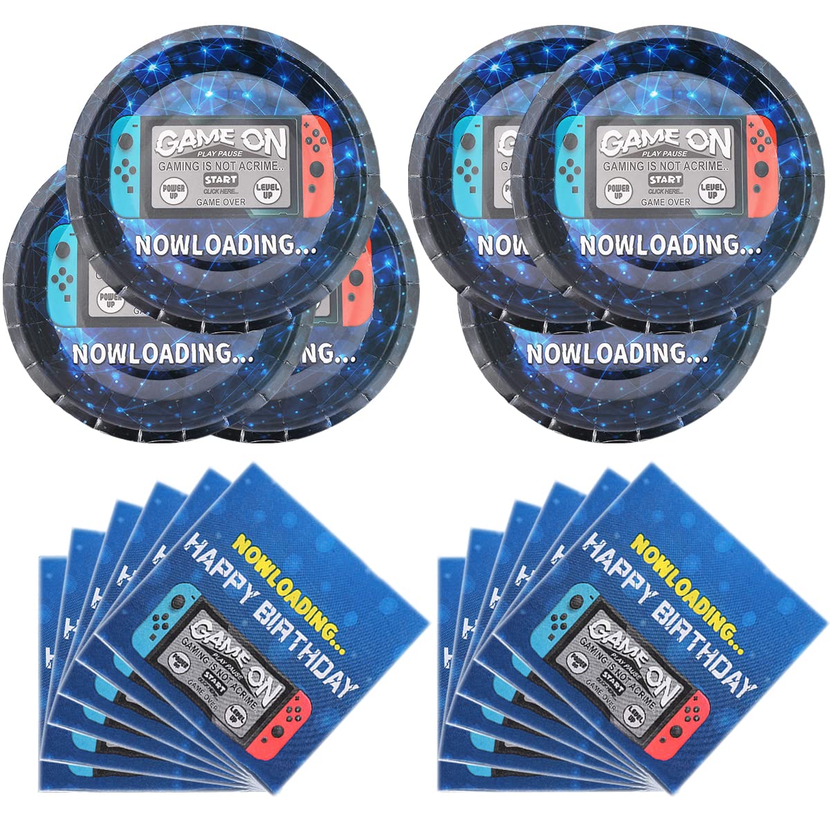 QWLEYCHN Video Game Party IFF17 Supplies Plates Napkins Video Games ...