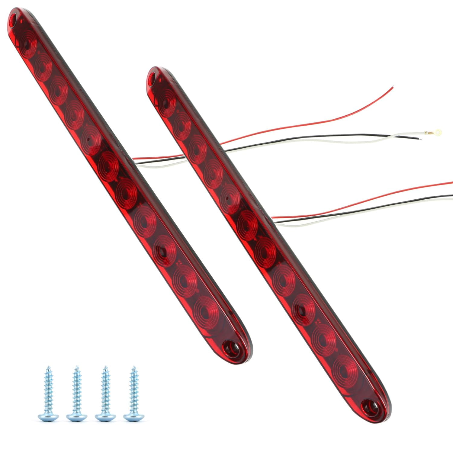 QWORK 2 Pack LED STF9 Red Trailer Brake Tail Light - 11 LEDs, for 12V ...