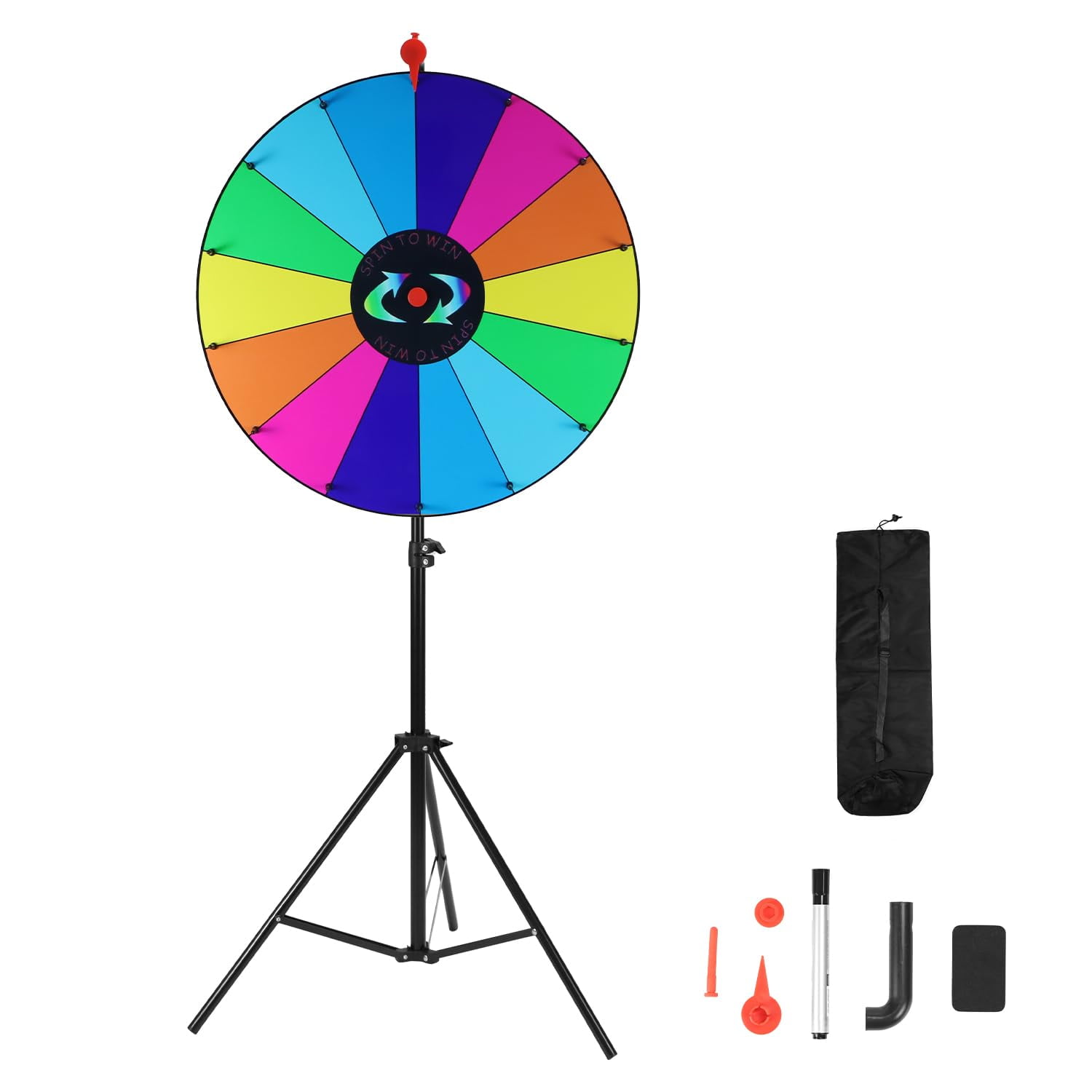 QWORK 24" Prize Wheel with Adjustable Folding Tripod Floor Stand, 14 ...