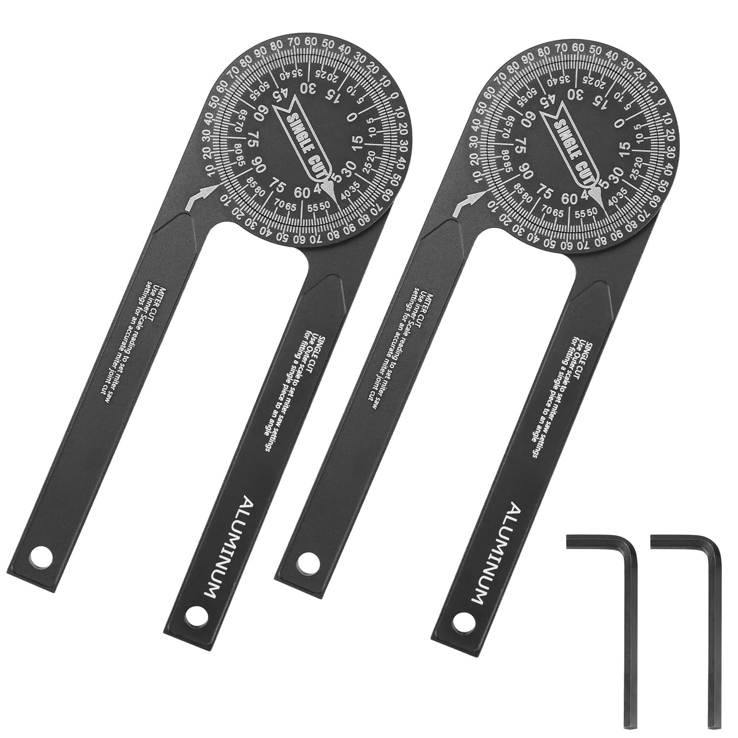 QWORK 7" Aluminum Miter Saw Protractor, 2 Pack CNC-machined Anodized ...