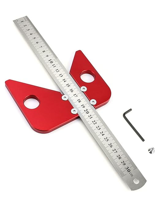 QWORK Center Scribe Gauge, Aluminum Center Finder Ruler, 45/90° Liner ...