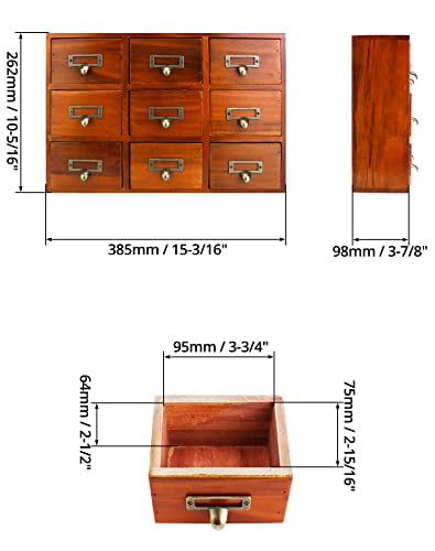 QWORK Desk Drawer Organizer, Wooden Vintage Apothecary Cabinet with 9 ...